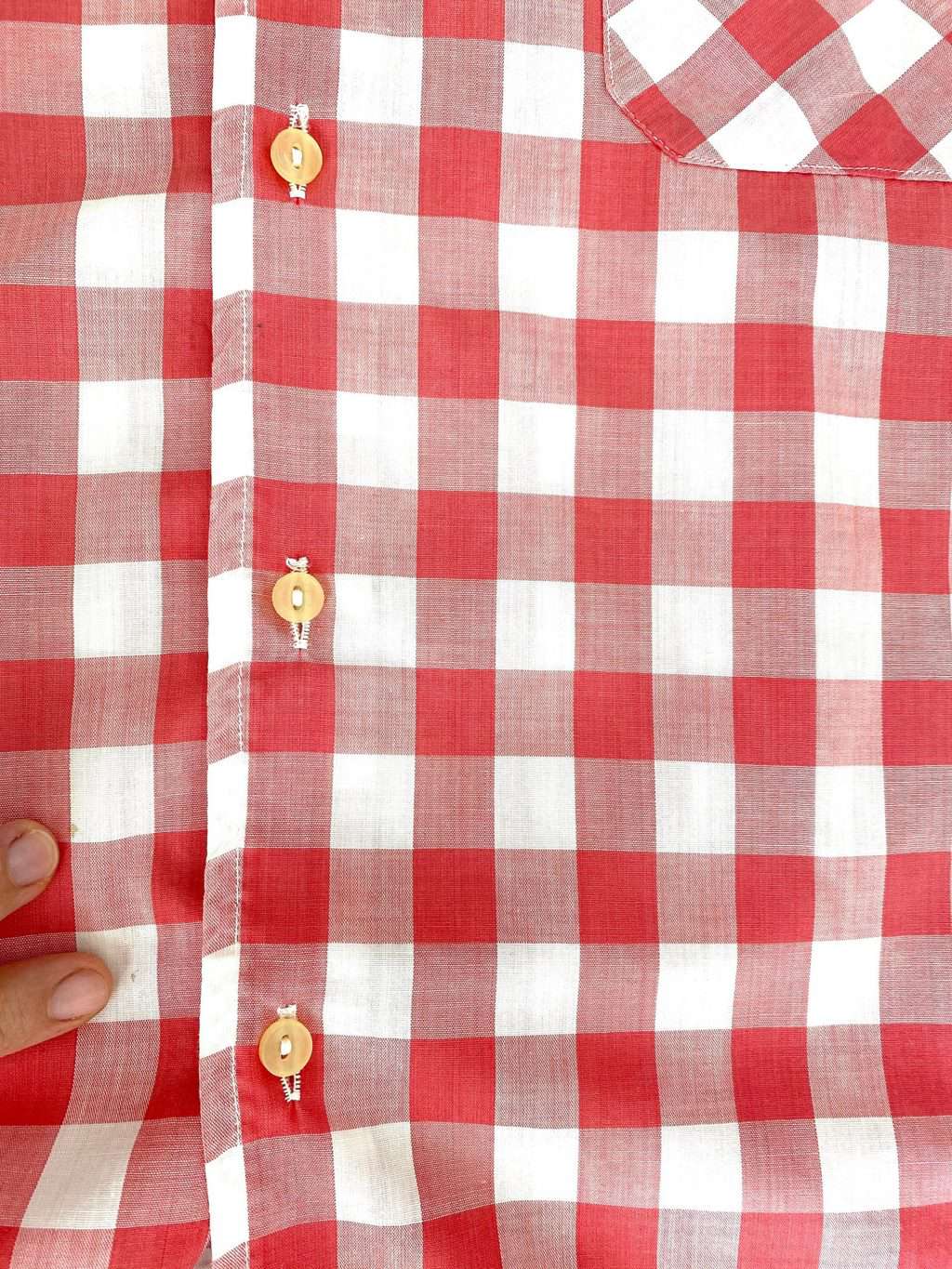 70s Red & White Check Shirt with Big Pointed Collar - L / XL | St Cyr ...