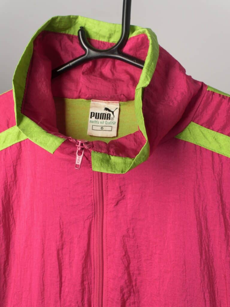 90s vintage Puma shell jacket 1/4 zip ski jacket with skier and lime ...